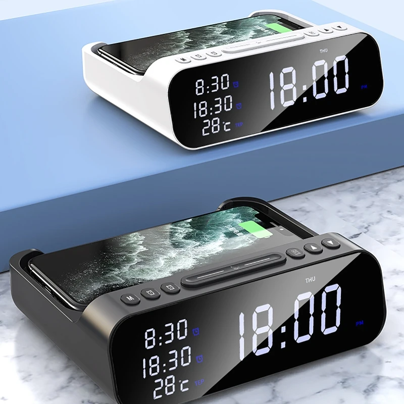 Intelligent-Wireless-Alarm-Clock-Charger-Fast-Temperaturetable-Digital ...