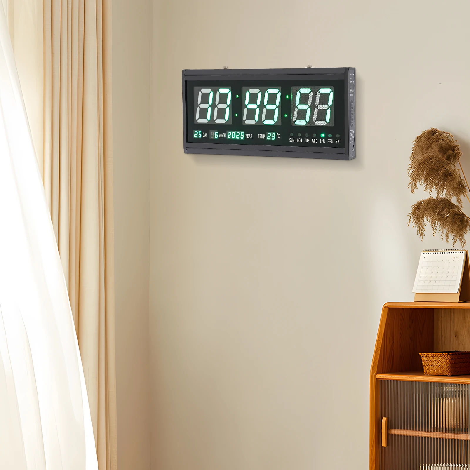 LED-Digital-Wall-Clock-with-Remote-Control-Big-LED-Auto-Brightness-Date ...