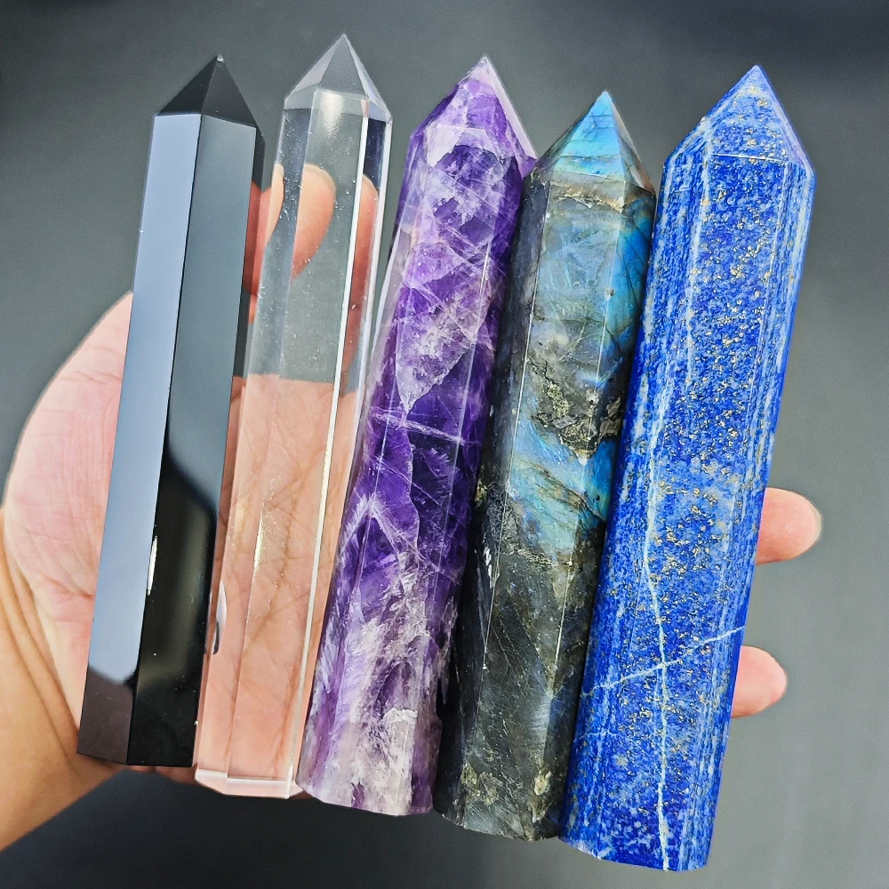 15cm Natural Amethyst Single Pointed Hexagonal Prism Crystal Wand Big ...