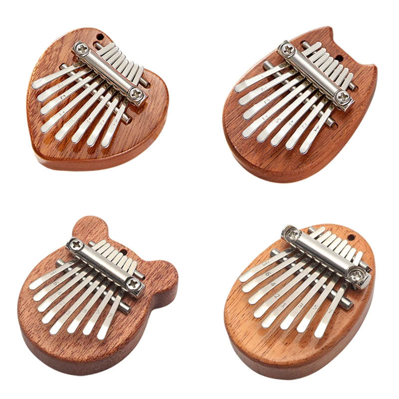 8 Key Mini Kalimba Thumb Piano Wood Metals Small Musical Instrument ...