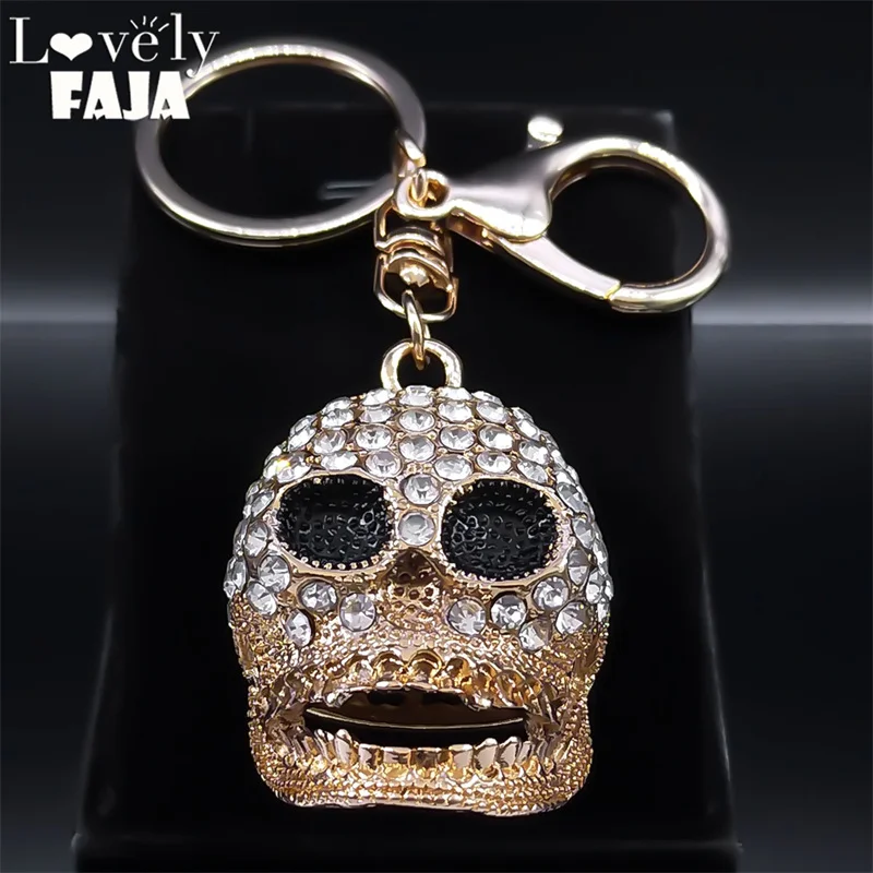 Crystal-Skull-Head-Key-Chain-Women-Men-Alloy-Rhinestone-Fashion ...