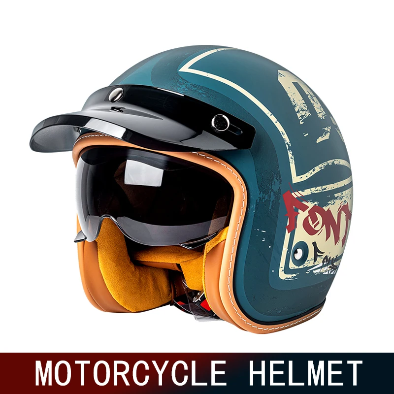 Dreiviertel-Retro-Helm-Motorrad-helm-Motorrad-brigade-mit-Kreuzfahrt ...