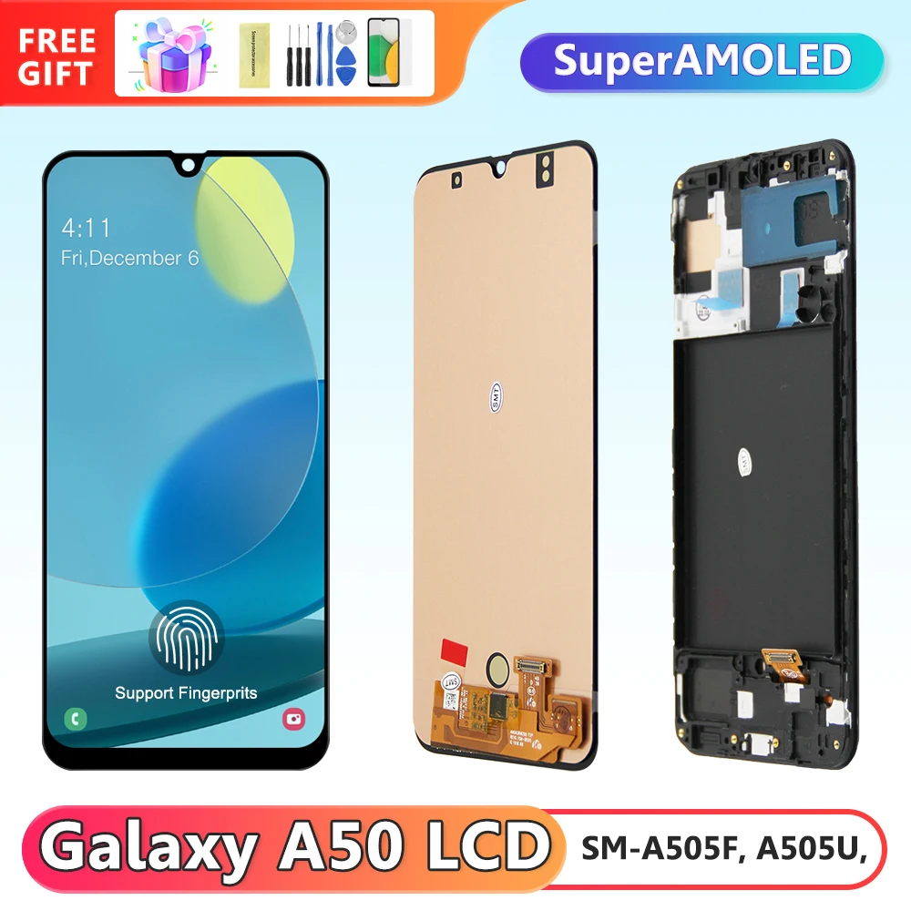 Super amoled a50 display com impressão digital, samsung galaxy a50 a505 ...