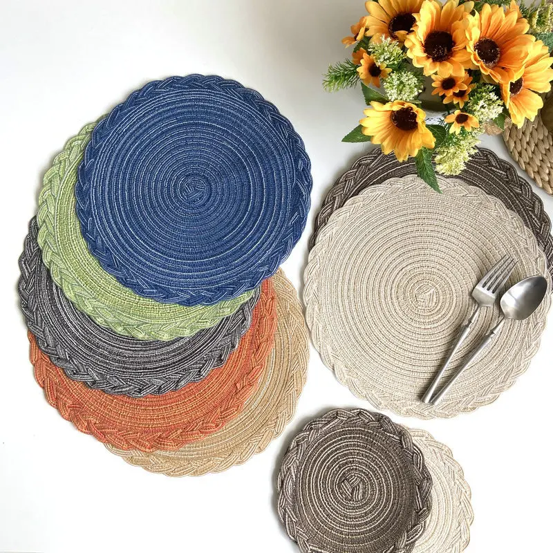Imitation-Cotton-Yarn-Round-Dining-Table-Mat-Fried-Dough-Twists-Braided ...