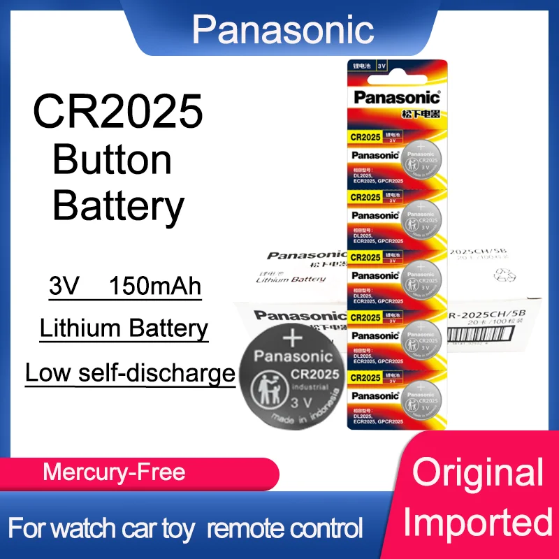 5Pcs-100Pcs Original Panasonic CR2025 3V Lithium Battery For Car Remote ...