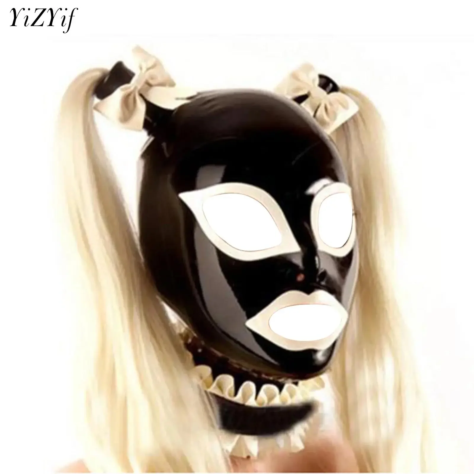 Adult Unisex Latex Mask Hood Headwear Open Eyes Mouth Nostrils Full ...