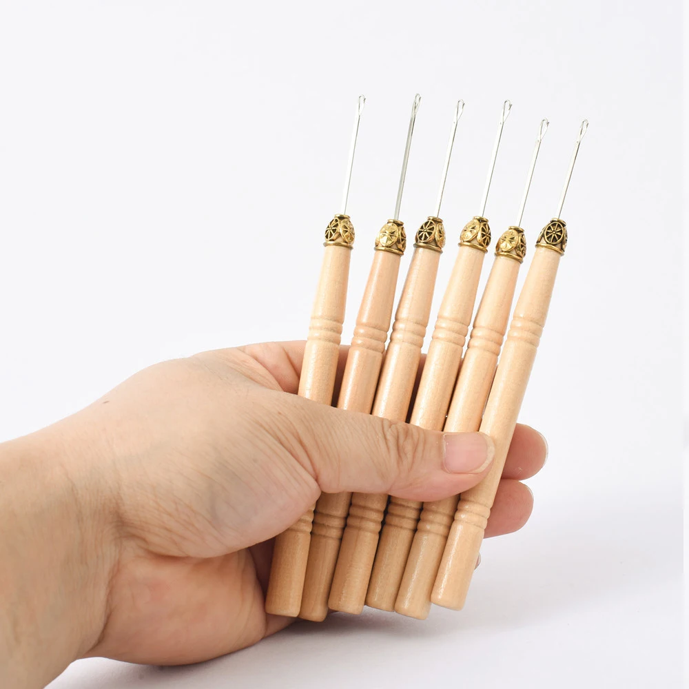 Hair Extensions Beads Tools Kit Extensions Micro Pulling Needle Wood ...