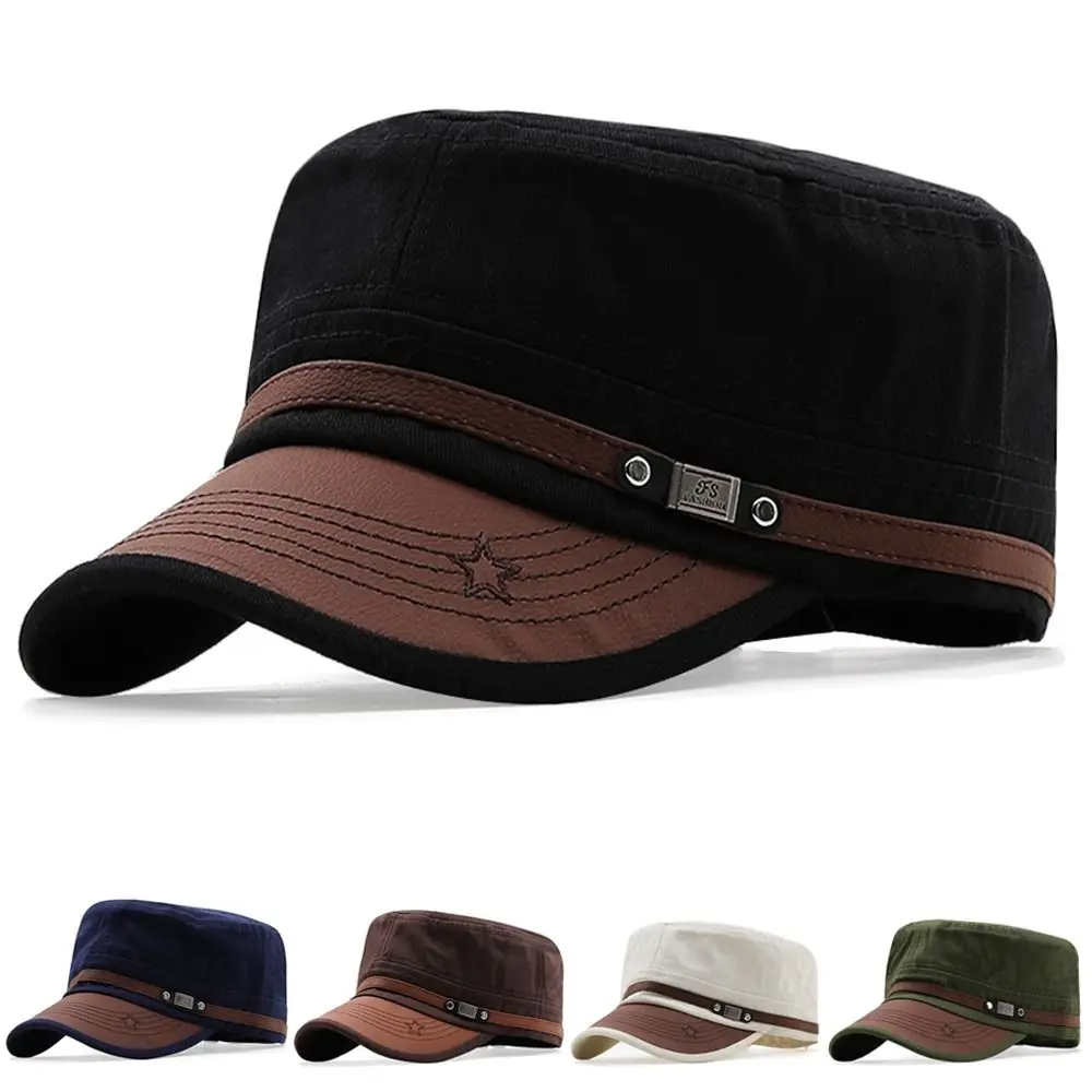 Men Unisex Army Hat Baseball Cap Cotton Cadet Hat Military Breathable ...