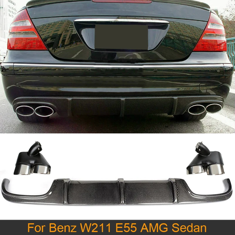 E-Class-Carbon-Fiber-Rear-Bumper-Diffuser-Lip-for-Mercedes-Benz-W211 ...