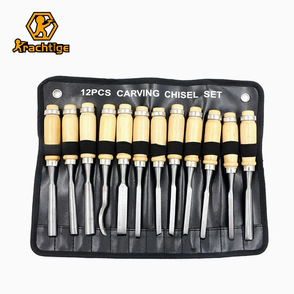 Krachtige 12PCS Wood Carving Hand Chisel Set Woodworking Professional ...
