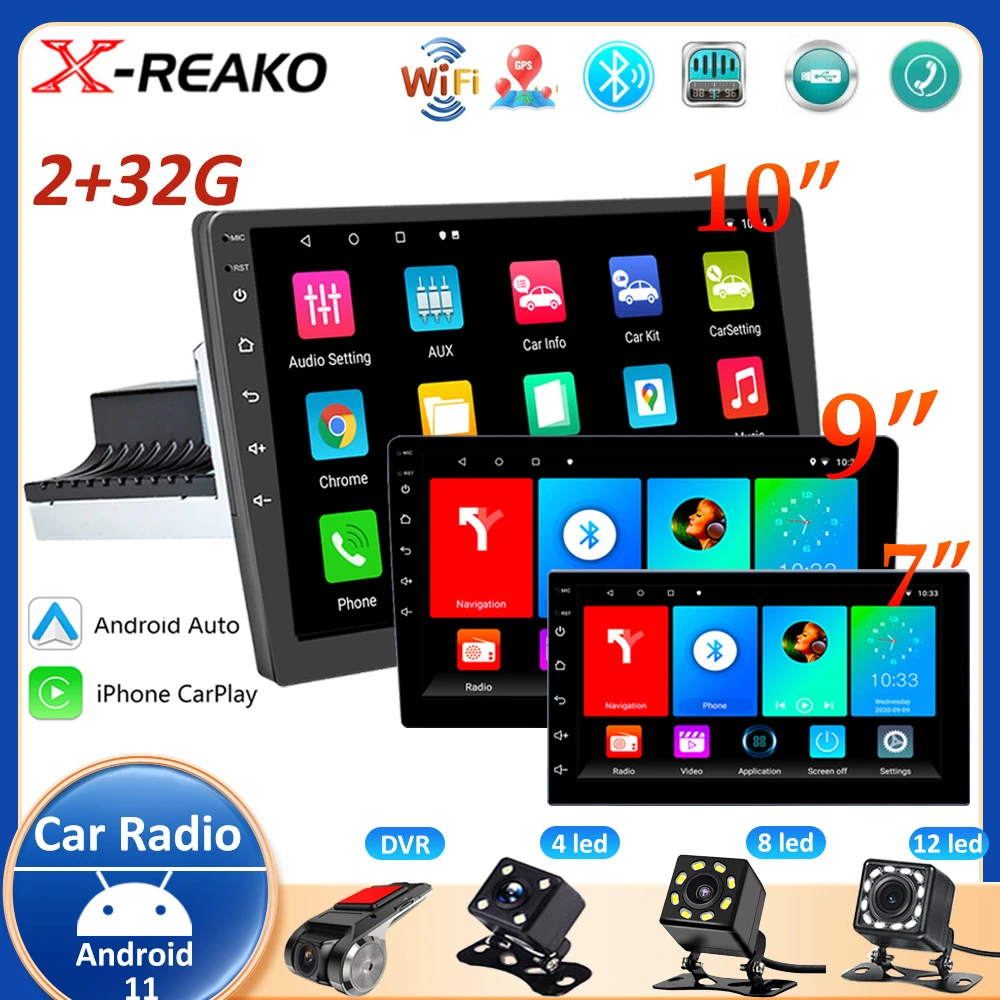 X-reako 2+32g 1 Din 7"/9"/10.1" Inch Andriod 11 Car Radio Multimedia Player Bluetooth Gps ...