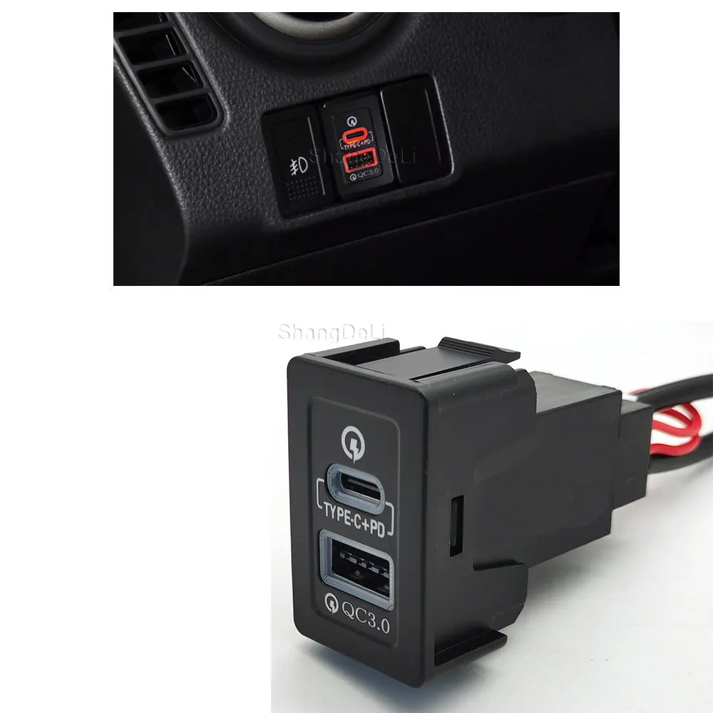 Orange Light Car Quick Charger TYPE C PD USB Interface Socket for ...