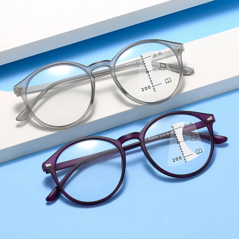 Retro-Round-Frame-Reading-Glasses-Far-And-Near-Dual-use-Women-Men ...