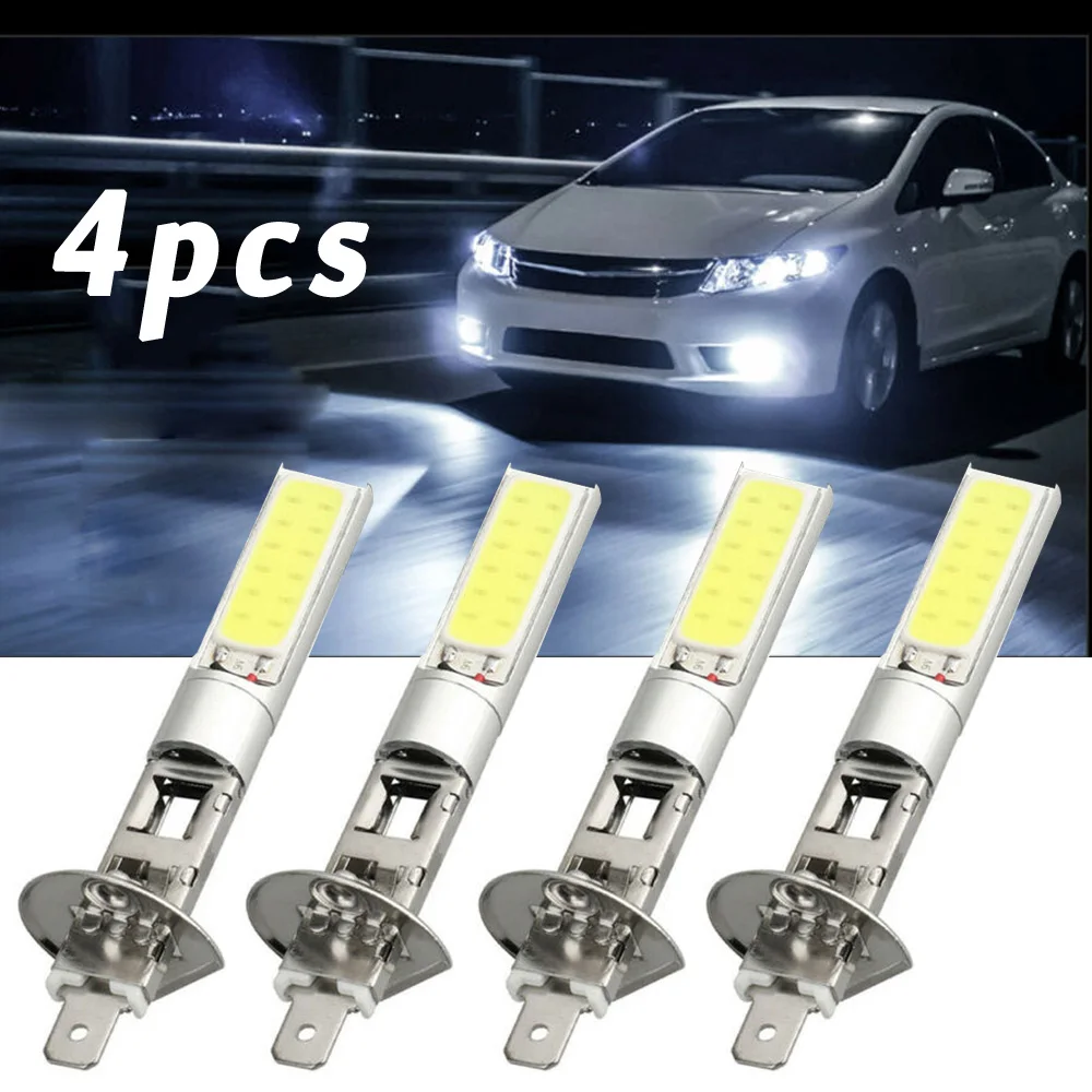4x-White-H1-LED-Headlight-Bulb-6000K-1800LM-Super-White-12V-100W-High ...
