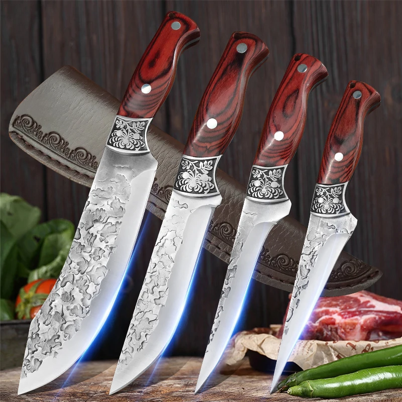 BBQ-Butcher-Boning-Knife-Hand-Forged-Wooden-Handle-Utility-Knife-Chef ...