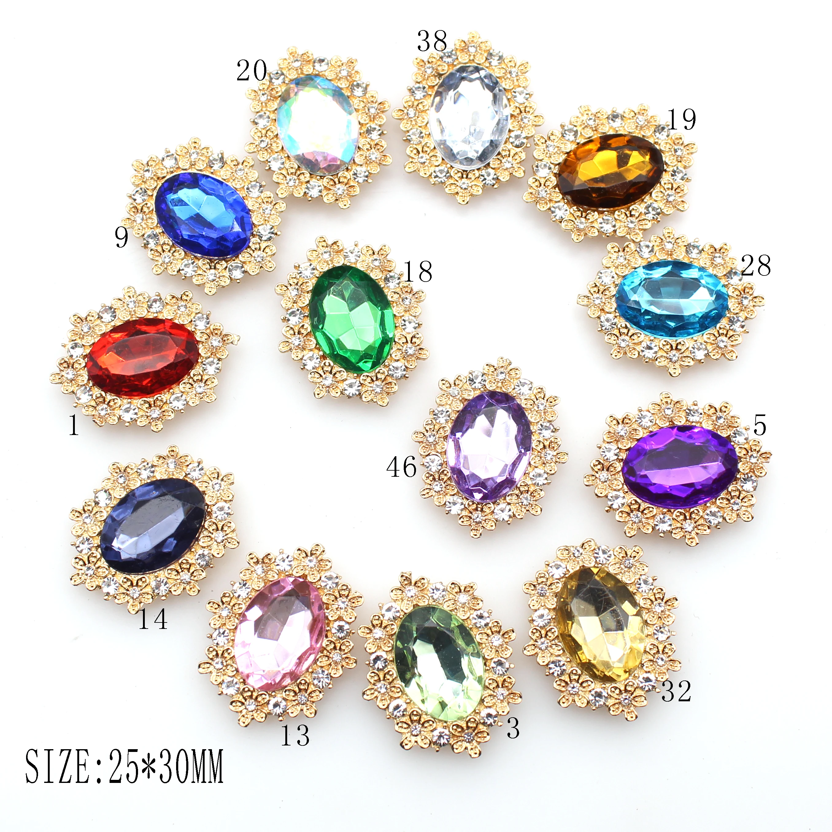 5pcs-25-30mm-Alloy-Flower-Buttons-Embellishments-for-Craft-Shank-Clear ...