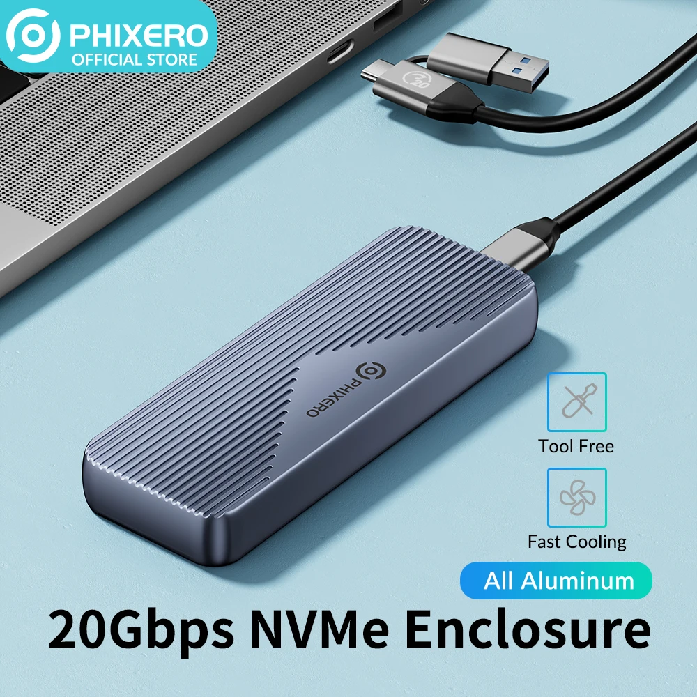PHIXERO-USB-3-2-Type-C-SSD-Enclosure-20Gbps-M-2-NVMe-Hard-Drive ...