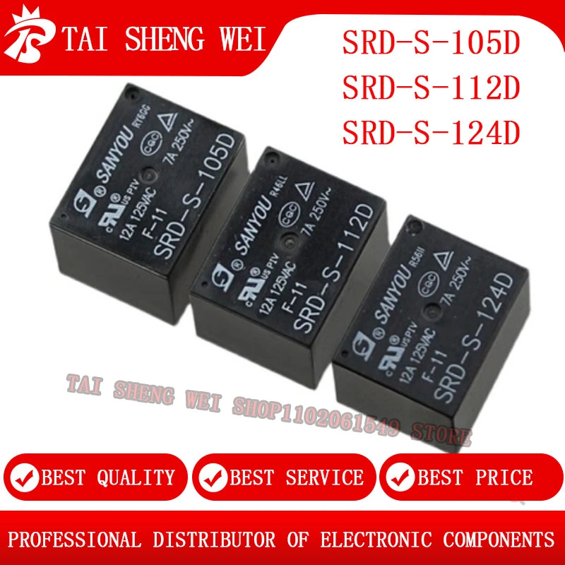 5pcs Power Relay Srd-s-105d 12a 5pins Srd-s-105dm 10a 4pins 5vdc Srd-s-112d Srd-s-112dm 12vdc ...