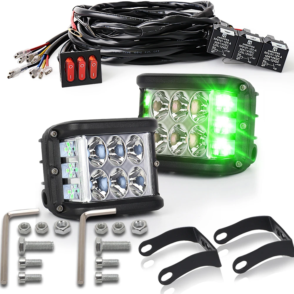 1 Set Side Shooter LED Light Pods Wiring Harness Kit LED Work Lights ...