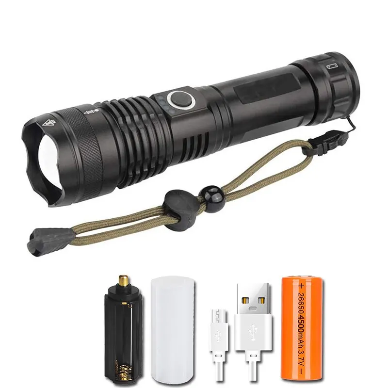 Powerful-XHP70-LED-Flashlight-5-Modes-USB-Rechargeable-Zoom-Torch ...