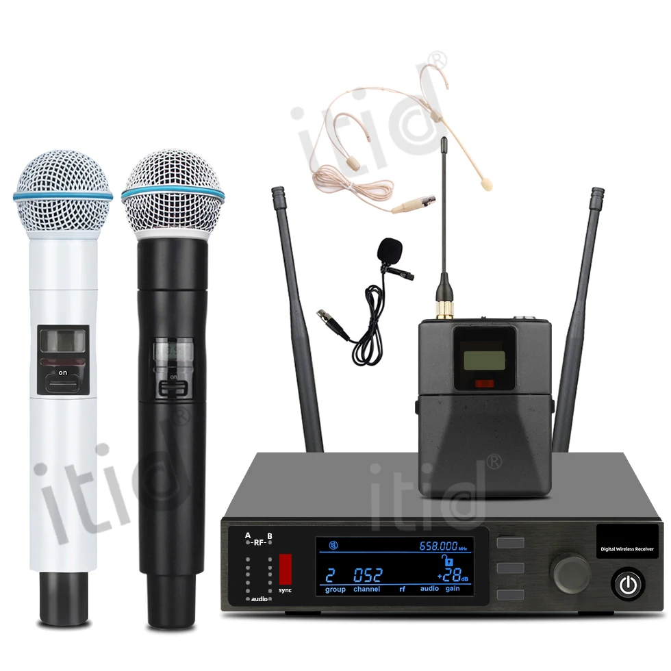 QXD24 True Diversity 2 Channels UHF professional wireless microphone ...