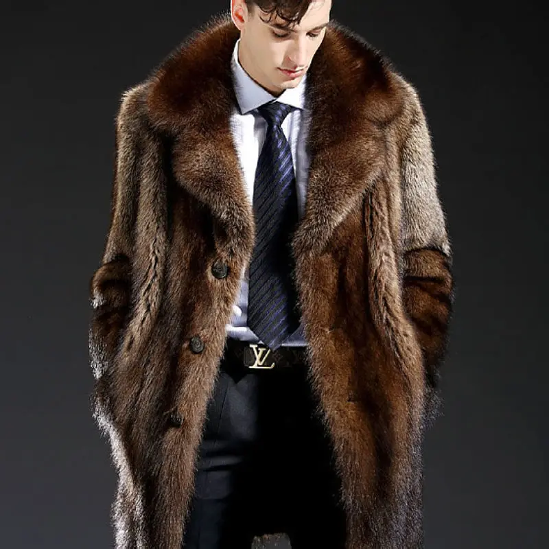 Grosso casaco de pele imitativa casaco de pele quente plus size vestido do pai europeu e ...