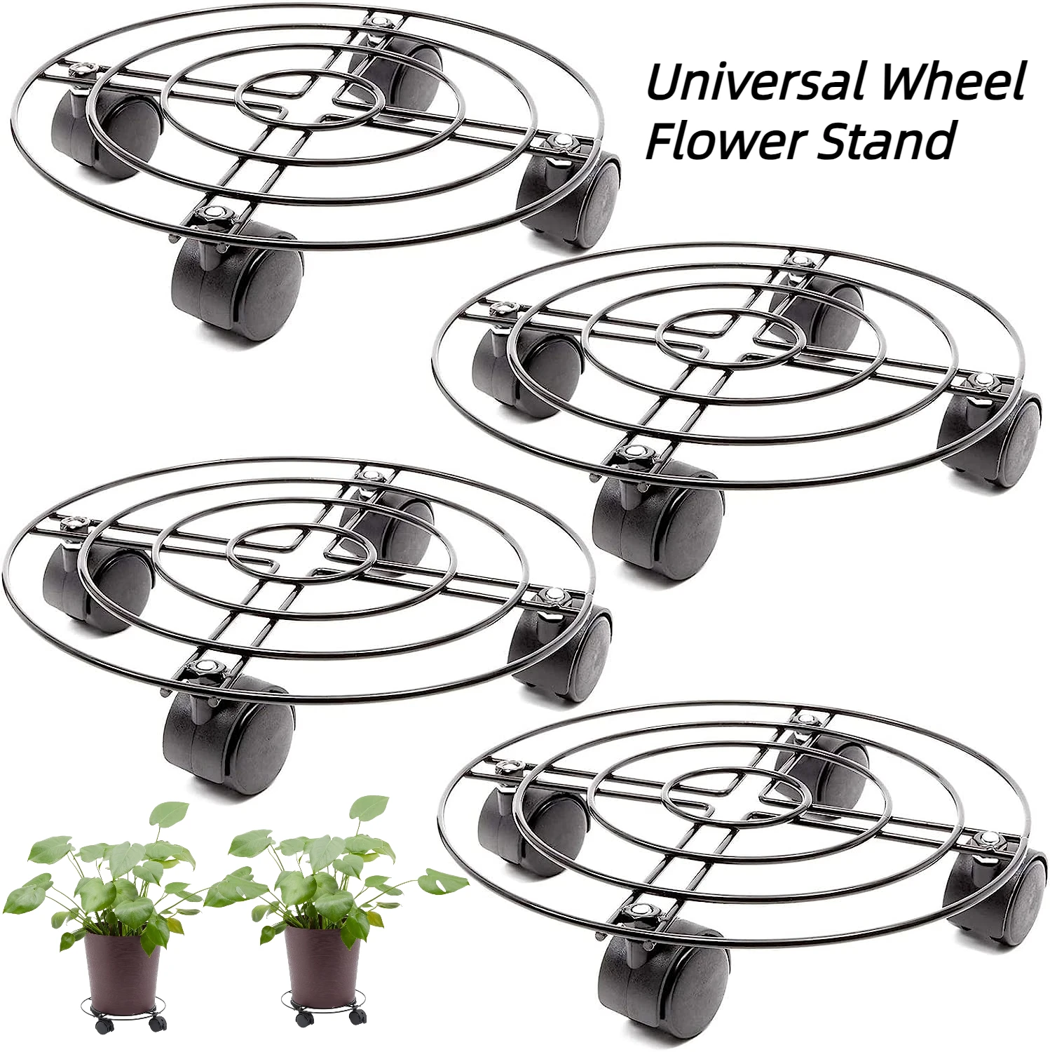 25-30-35-40CM-Moving-Universal-Wheel-Flower-Stand-Round-Iron-Flower ...