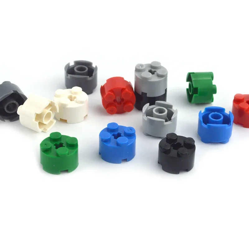 46Pcs MOC Parts Round Bricks Cylinder 2x2 with Axle Hole Thick Building ...