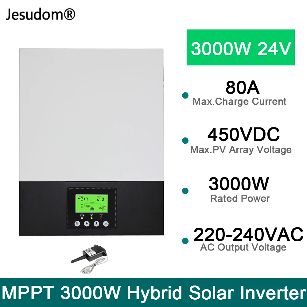 Mppt 3000w 24v Inversor Solar Híbrido Com Wifi Ac 230v Onda Senoidal Pura Inversor Híbrido 80a ...