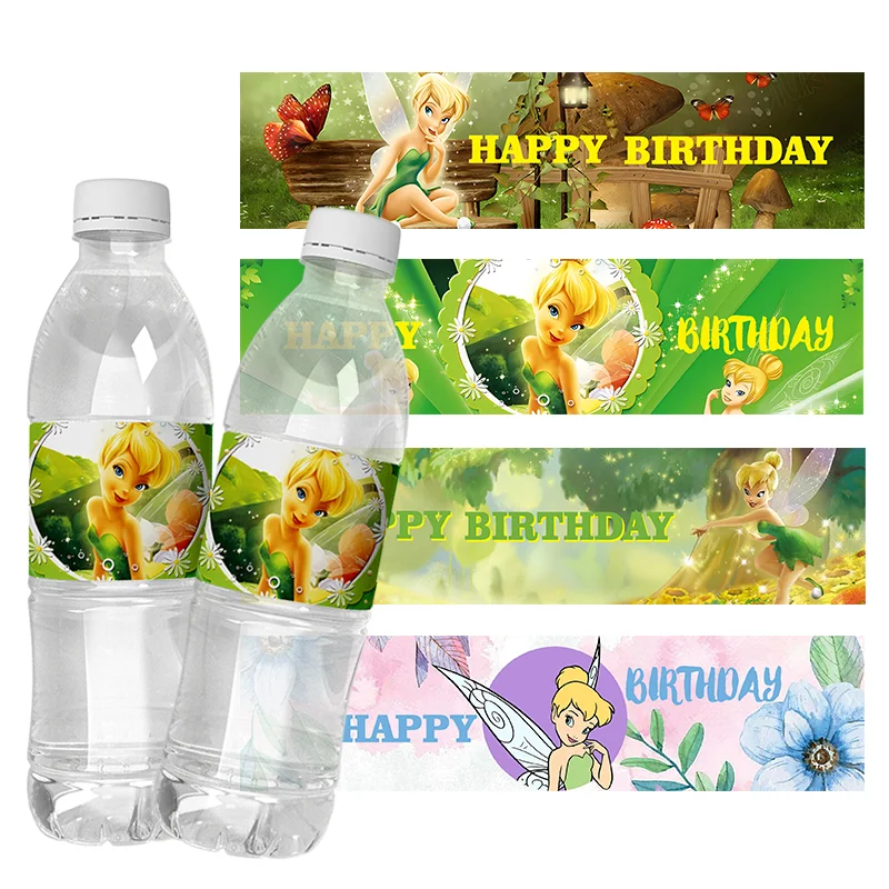 6pcs Tinker Bell Water Bottle Wraps Sticker Custom Labels Baptism Baby ...