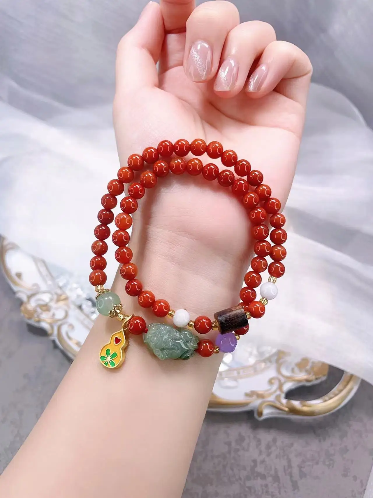 Natural-Sichuan-Material-Full-Of-Color-And-Meat-South-Red-Agate-Double ...