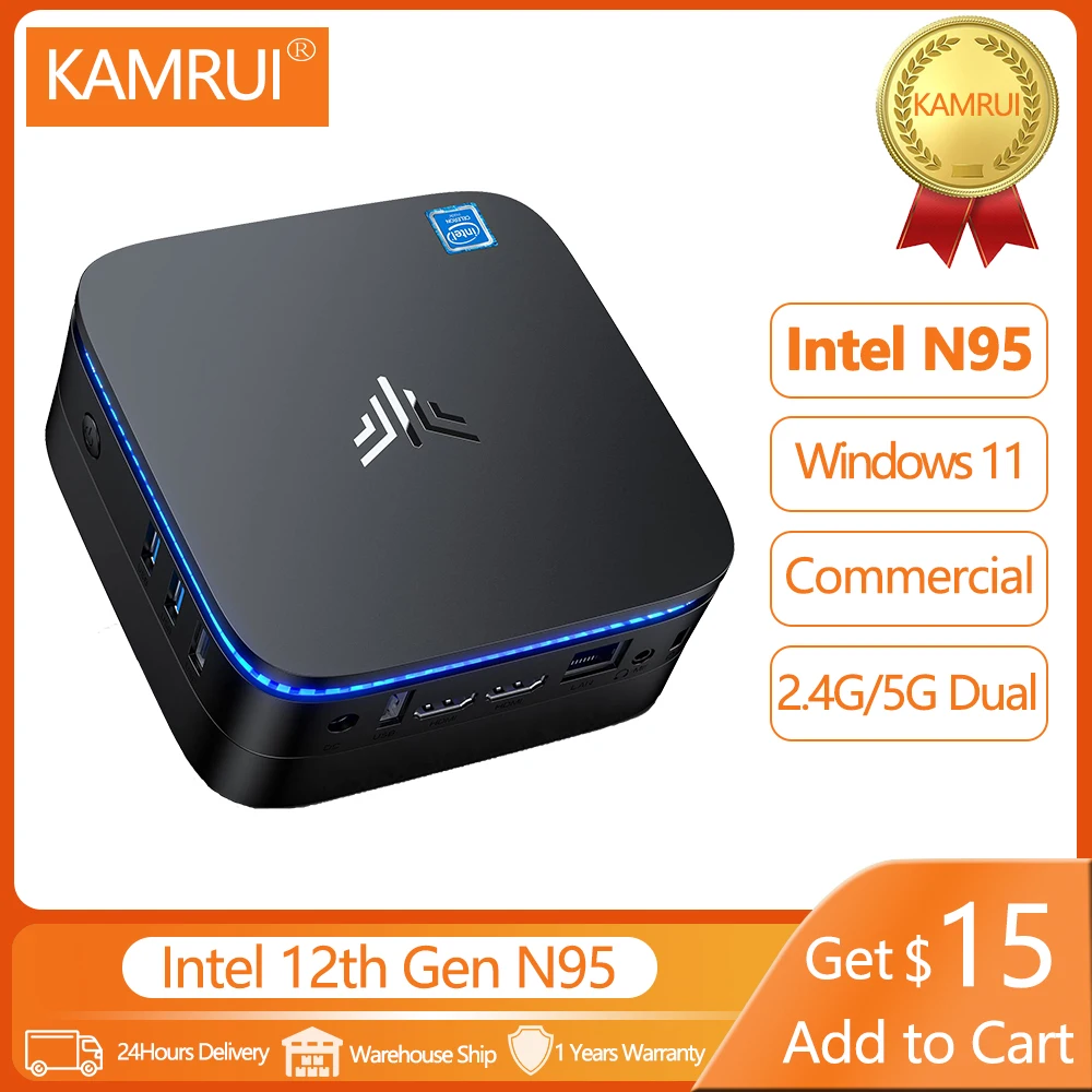 KAMRUI AK1 Plus Mini PC Intel 12th Gen N95 DDR4 8GB 256GB Windows 11 Pro Gaming Computer 4K 60Hz ...