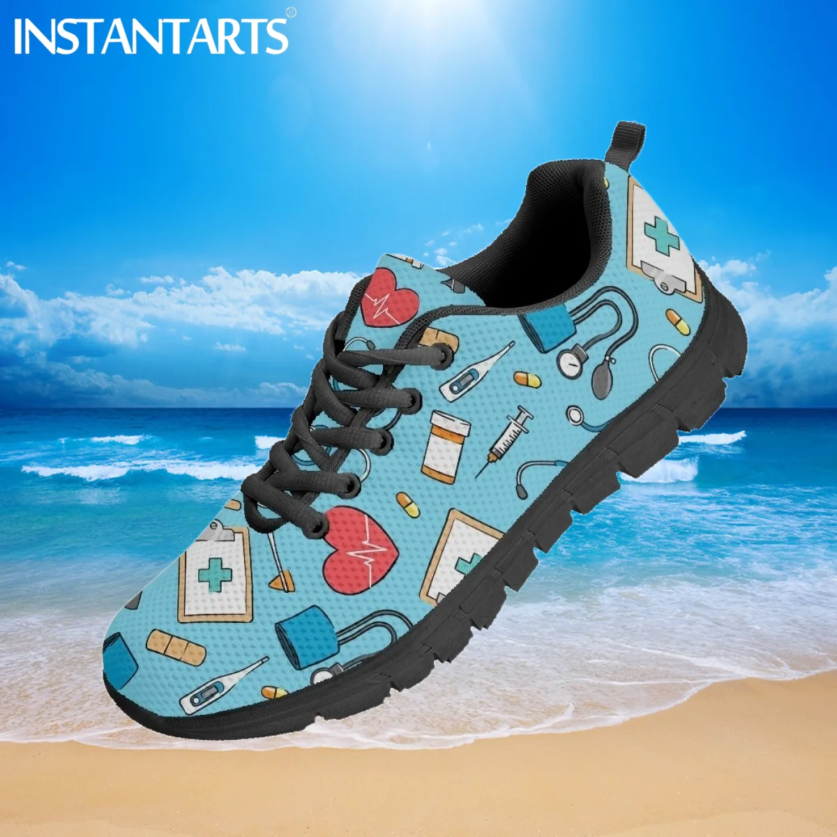 INSTANTARTS-Medical-Nurse-Printed-Women-s-Sneakers-Round-Toe-Running ...