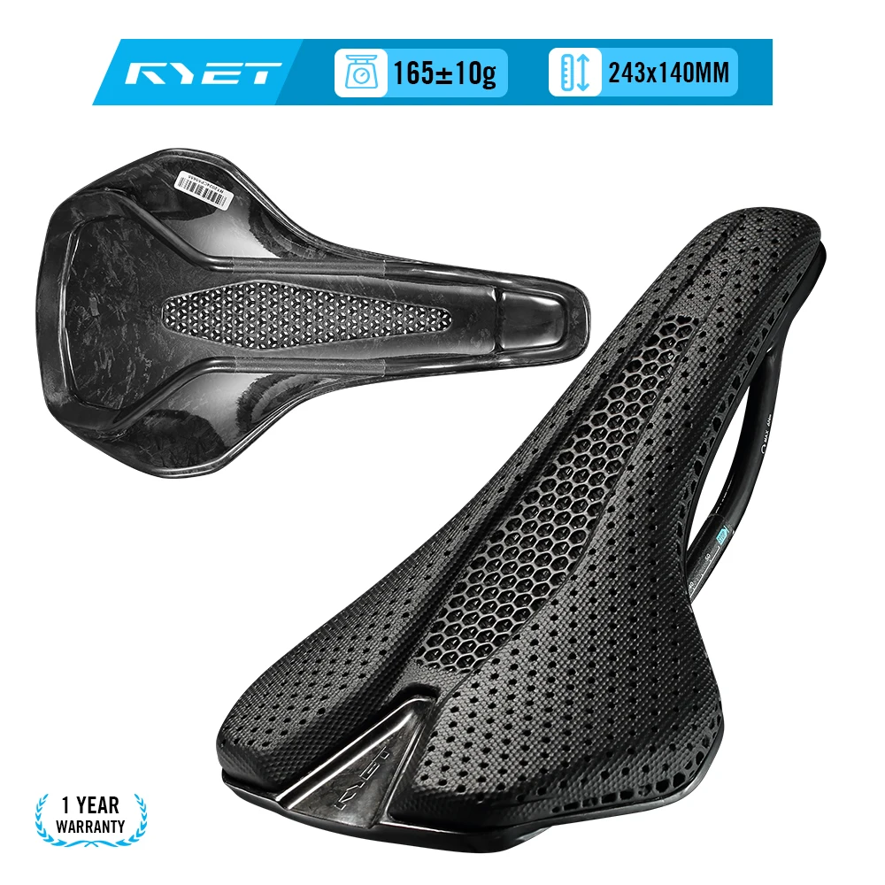 2026 RYET 165g 3D Printed Bike Saddle7x9mm Carbon Rail Ergonomic Seat ...