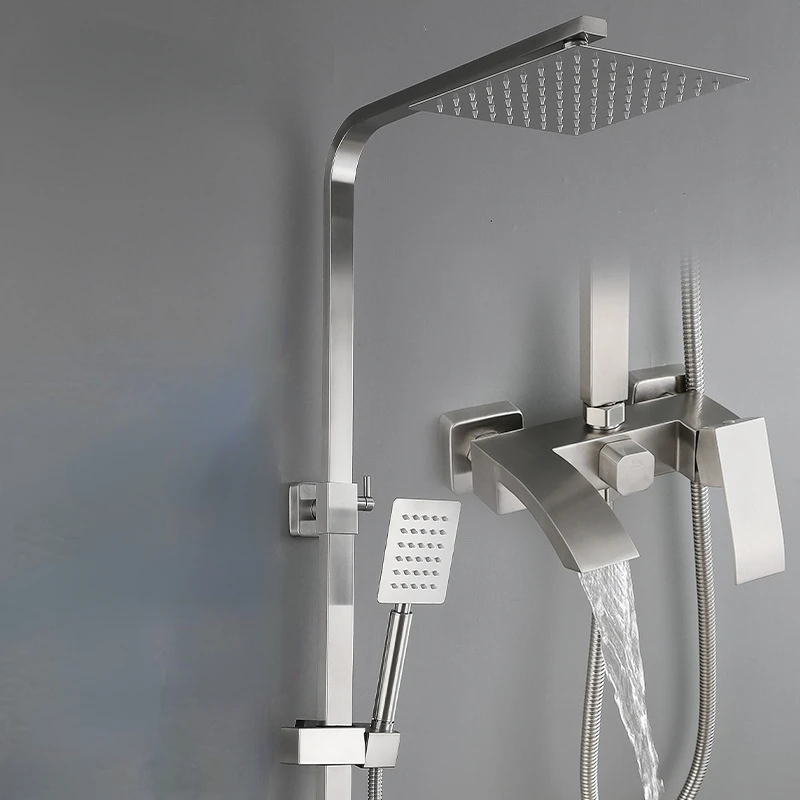 Bathroom-Faucet-Stainless-Steel-Three-function-Shower-System-Set-In ...
