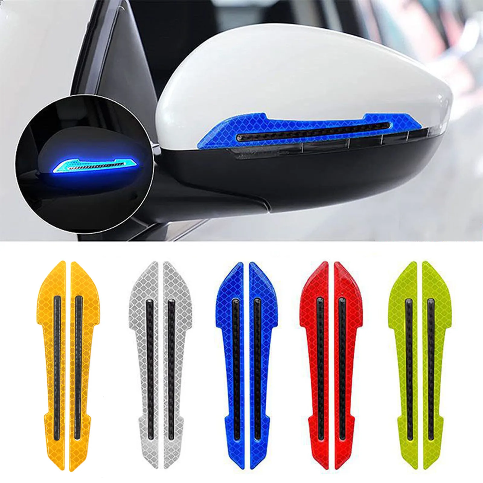 2Pcs-Reflective-Car-Stickers-Rearview-Mirror-Protection-Stickers ...
