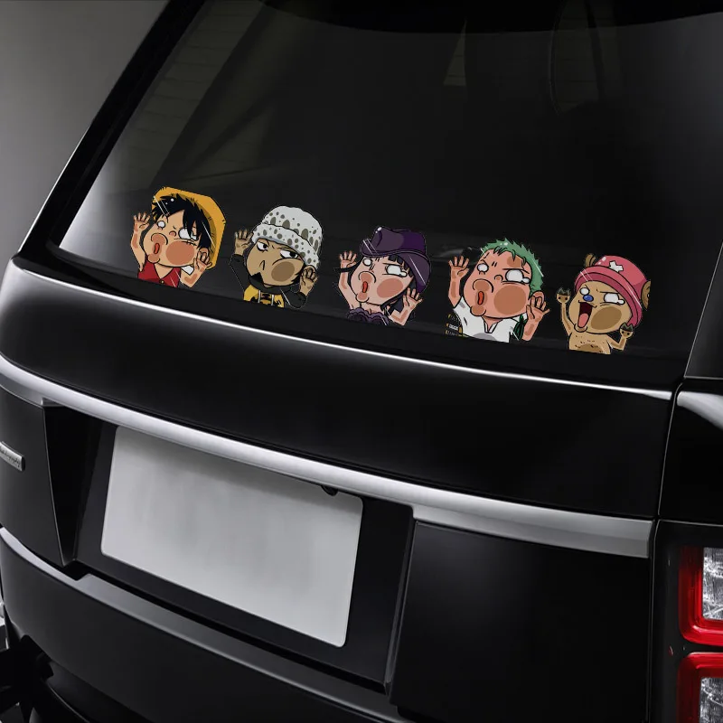 1pcs One Piece Luffy Sticke Game Funny Anime Peeking Glass Vinyl Decal ...