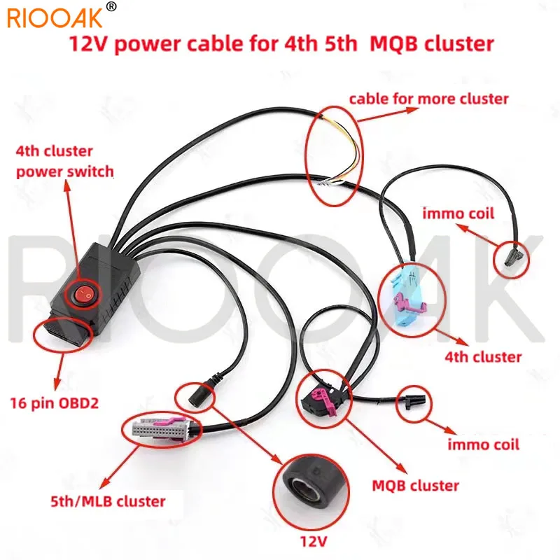 1set-MQB-Cluster-12V-Power-Cable-4th-ID48-Key-Program-Cable-5th-Cluster ...