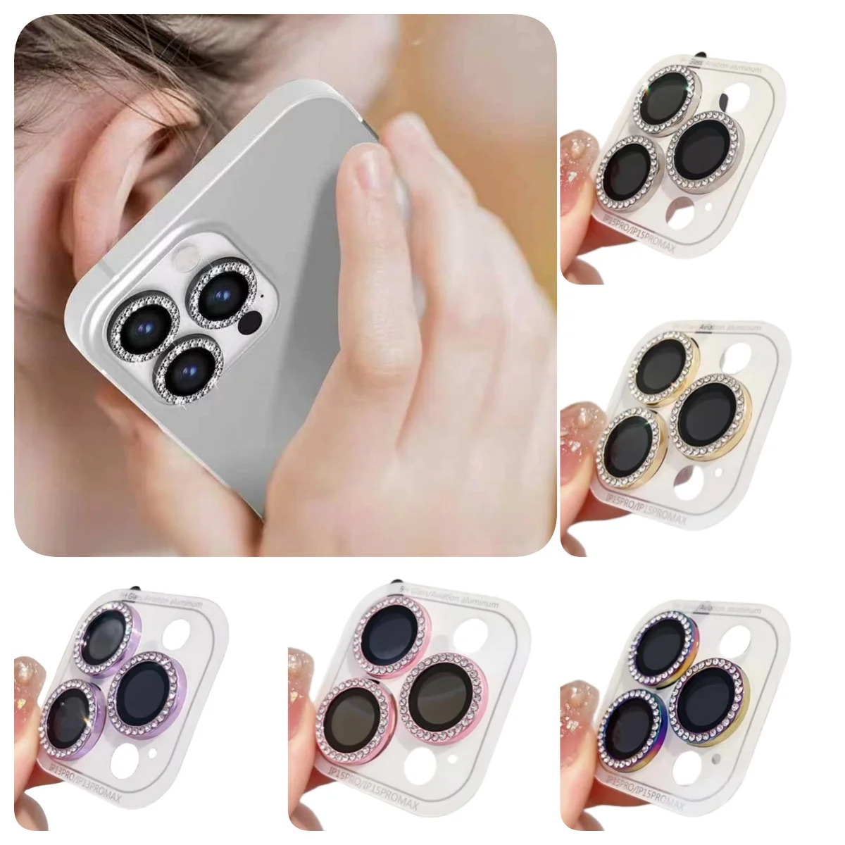 Bling-Glitter-Diamond-Camera-Lens-Screen-Protector-for-IPhone-13-11-14 ...