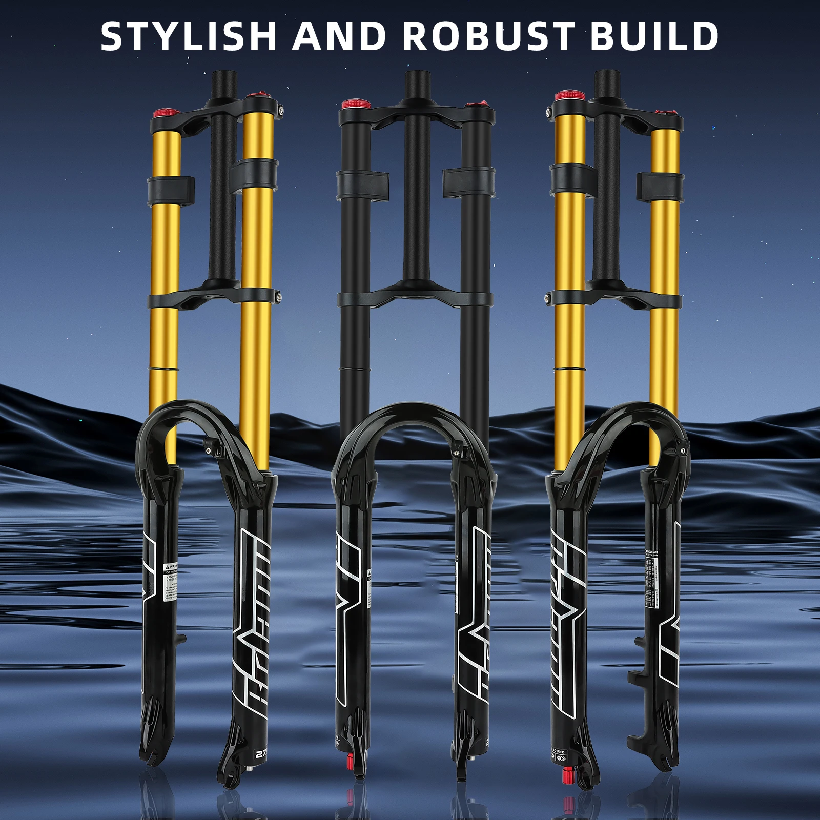 BOLANY Double Crown Bicycle Air Fork 27.5 29 inch MTB Air Suspension ...