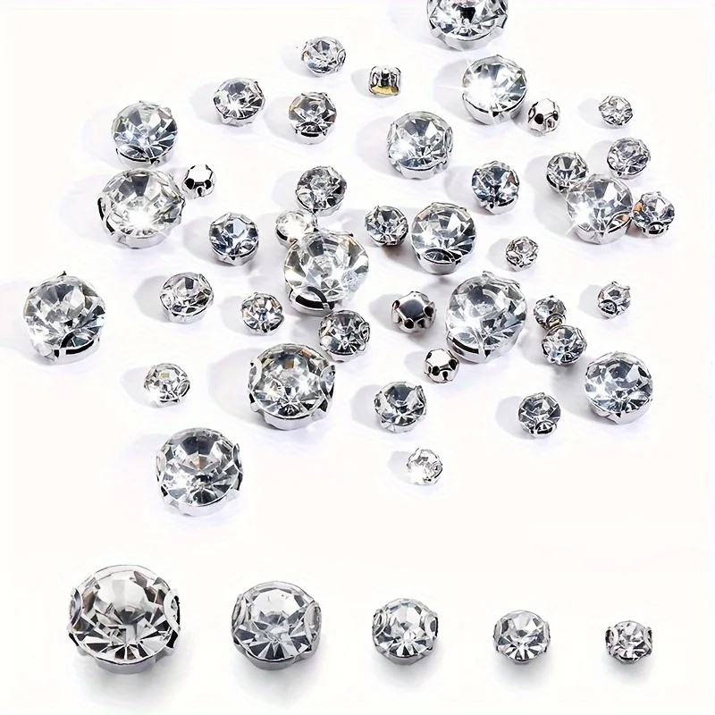 3-10mm Silvery Flat Bottom Earring Claw Beads Sew On Rhinestones Glass ...
