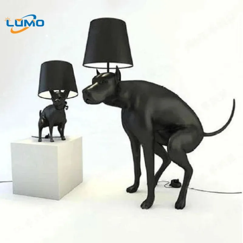 Designer Modern Black Resin Dog Floor Lamps Fabric Lampshade LED E27 ...
