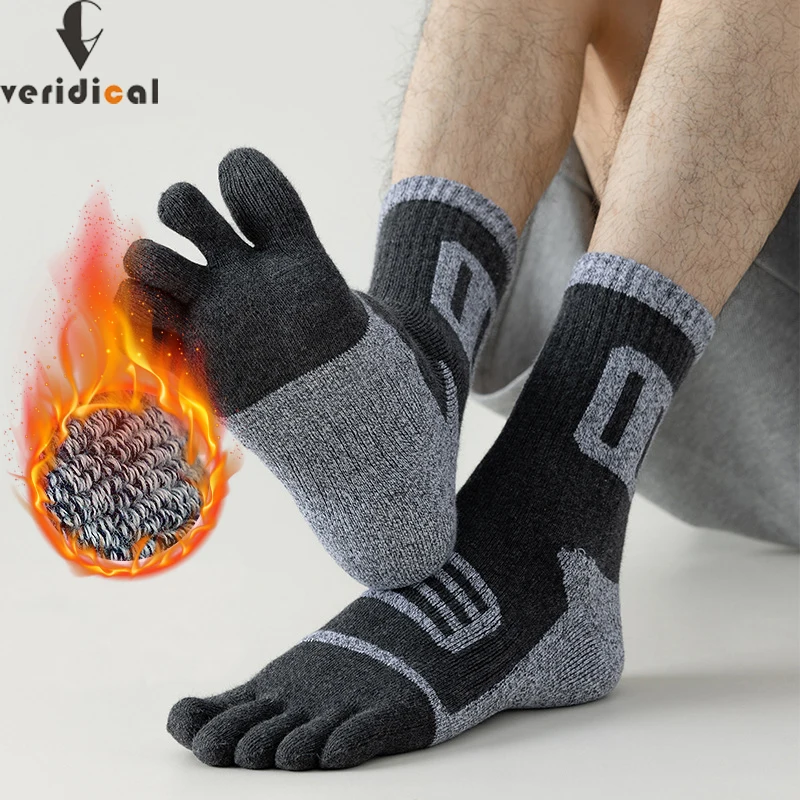 3 Pairs Terry Toe Sport Socks Man Thick Winter Damping Compression Warm ...
