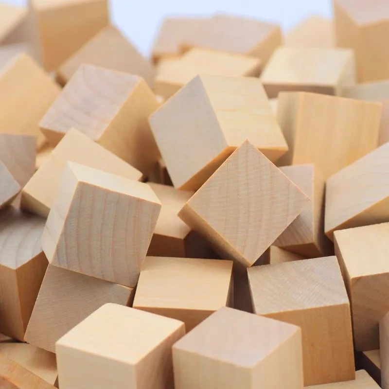 100pcs 3.5cm 4cm 5cm Wholesale Natural Square Wooden Cubes Blank Pine ...