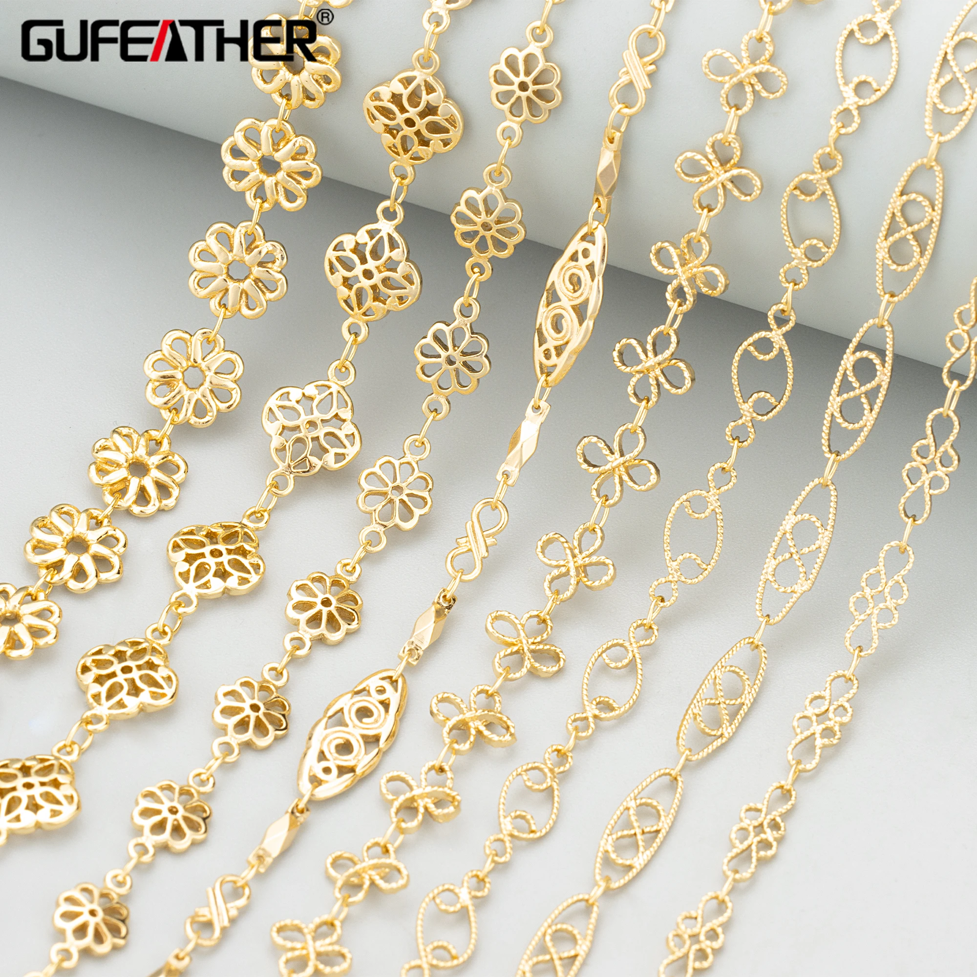GUFEATHER-C416-chain-18k-gold-rhodium-plated-copper-nickel-free-hand ...