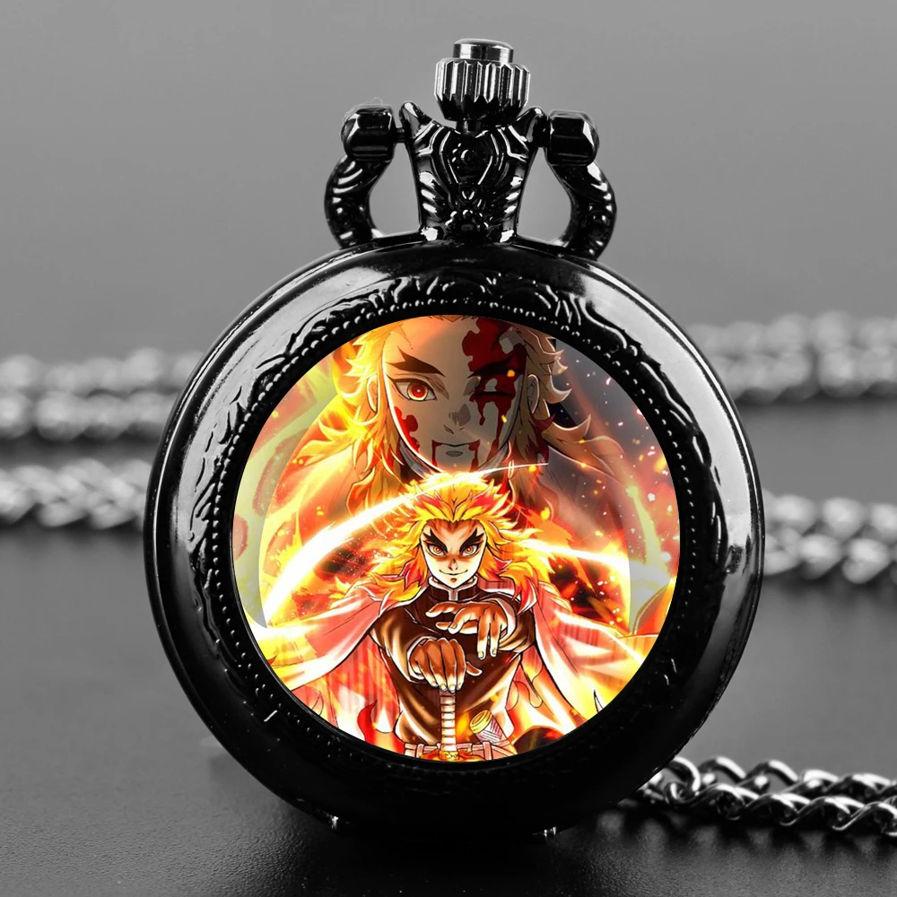 Reloj-de-bolsillo-de-cuarzo-de-Anime-Kyojuro-Rengoku-Sword-Flames-Demon ...