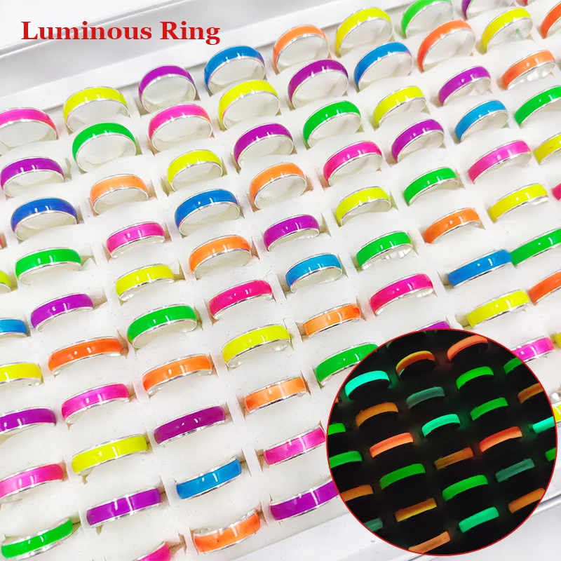 50-100pcs-Lot-Trendy-Colorful-Luminous-Rings-for-Men-and-Women ...