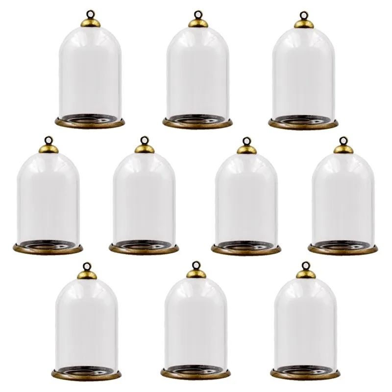 10set 38*25mm hollow tube glass jar with setting base beads cap set ...