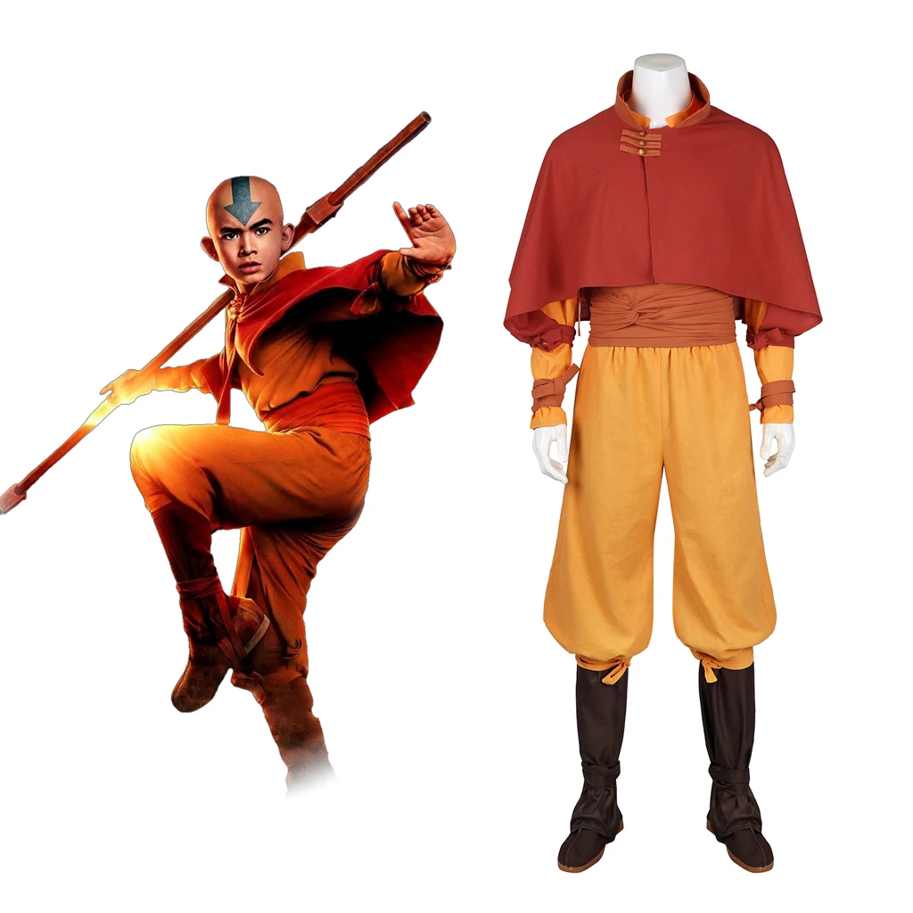 Aang-Cosplay-Costume-Red-Cloak-Top-Pants-Shoes-Set-Avatar-The-Last ...