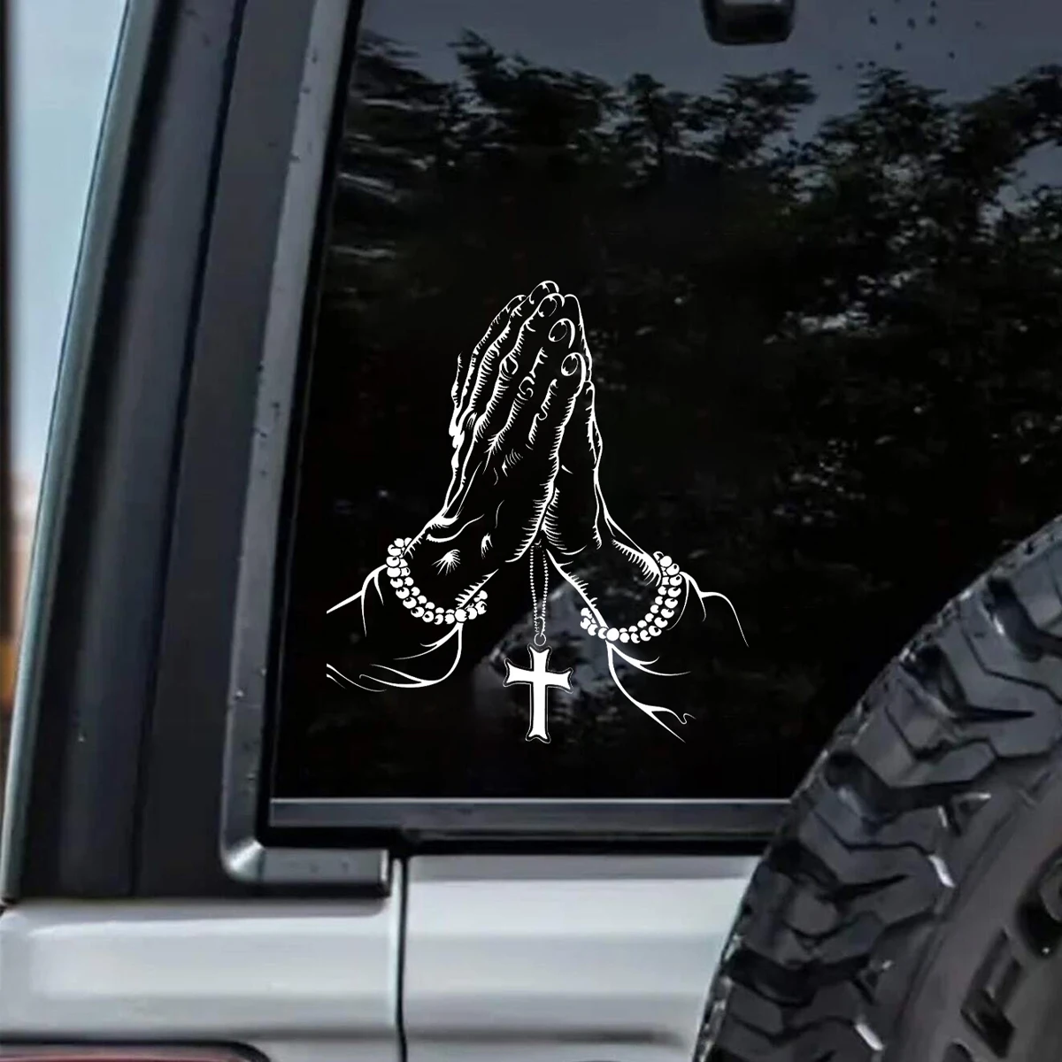 1pc-Car-Sticker-Prayer-Gesture-Personalized-Rosary-Cross-Object-Car ...